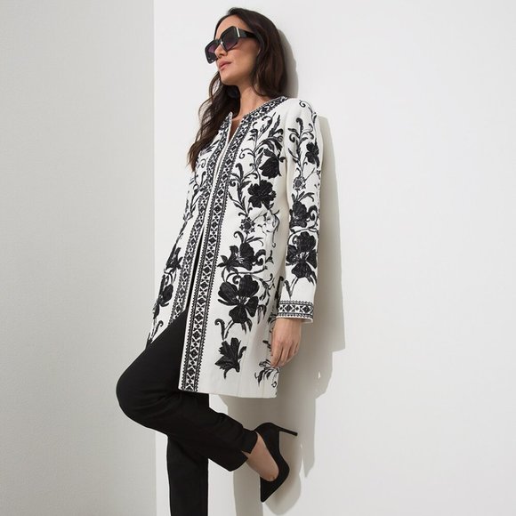 Chico's | Jackets & Coats | Nwt 20 Chicos Black White Embroidered ...
